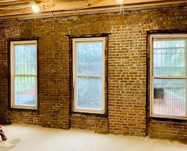 Reinforcement continues. Rear interior brick repointing. . . . # ...